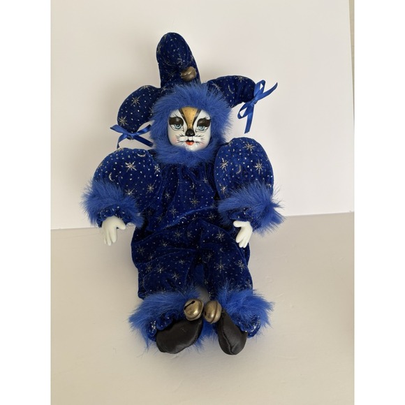 Cat | Vintage Porcelain Mateo Grad Cat Kitty Jester Doll Plush In ...